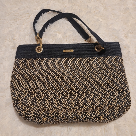 Eric Javits | Bags | Eric Javits Woven Black Straw Gold Hardware ...